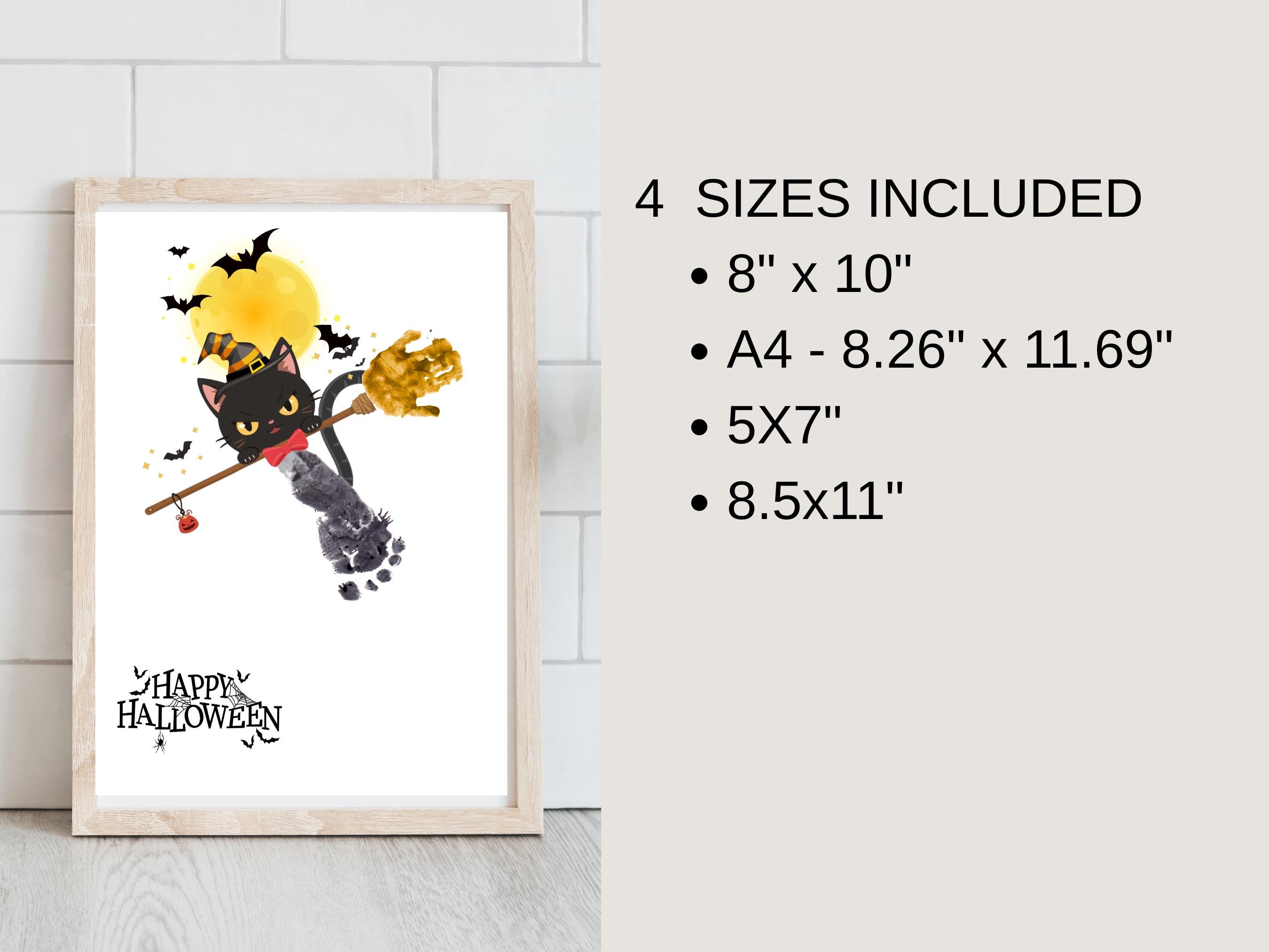 Witch Cat Handprint Footprint Art: Spooky Halloween Keepsake (digital ...