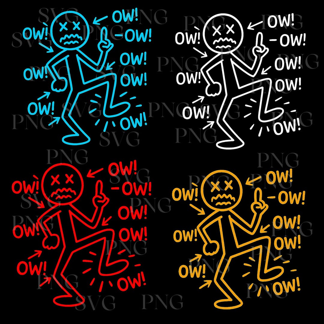 Stick Figure Ow SVG PNG – Funny Body Pain Clipart – Hilarious Injury ...