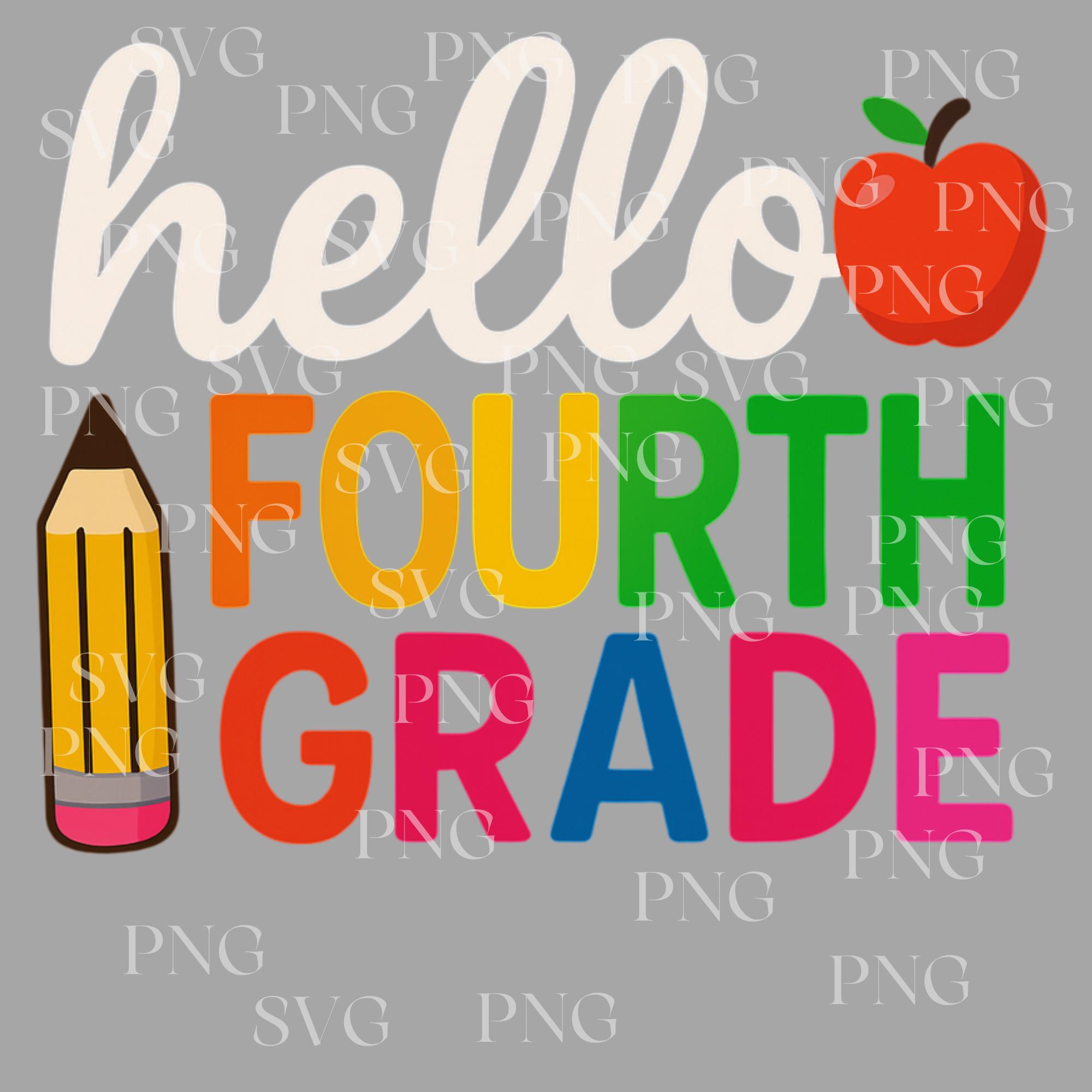 Hello 4th Grade PNG: Back to School PNG Design (digital Download) - Etsy