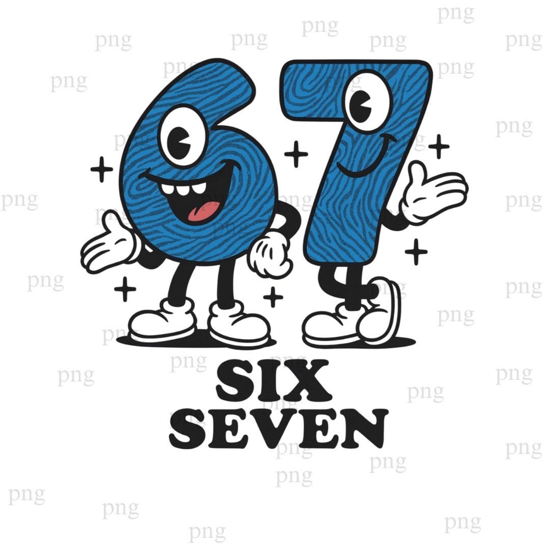67 Six Seven 6-7 PNG, Italian Brainrot Meme, Funny Kids Gaming Design ...