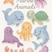 Watercolor Sea Animal Clipart Bundle – Cute Ocean Creatures PNG ...