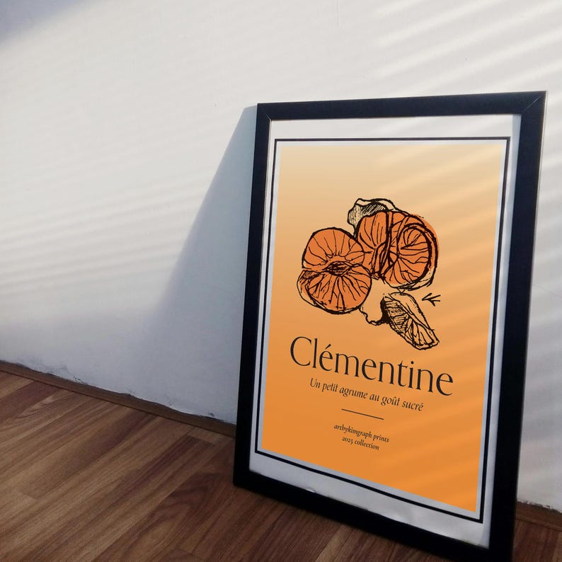 Clementine Wall Art, Fruit Printable Wall Art, Minimalistic Kitchen ...