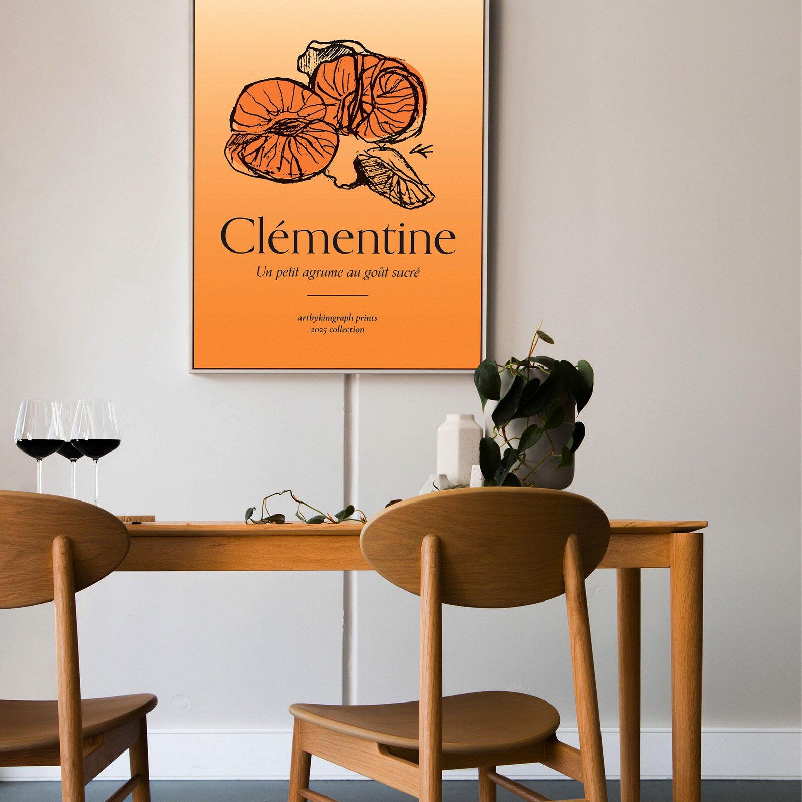 Clementine Wall Art, Fruit Printable Wall Art, Minimalistic Kitchen ...