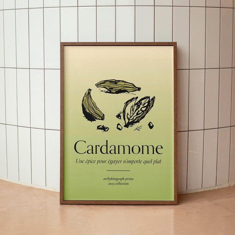 Modern Kitchen Wall Art, Cardamom Art Print, Kitchen Poster, Spice Wall ...
