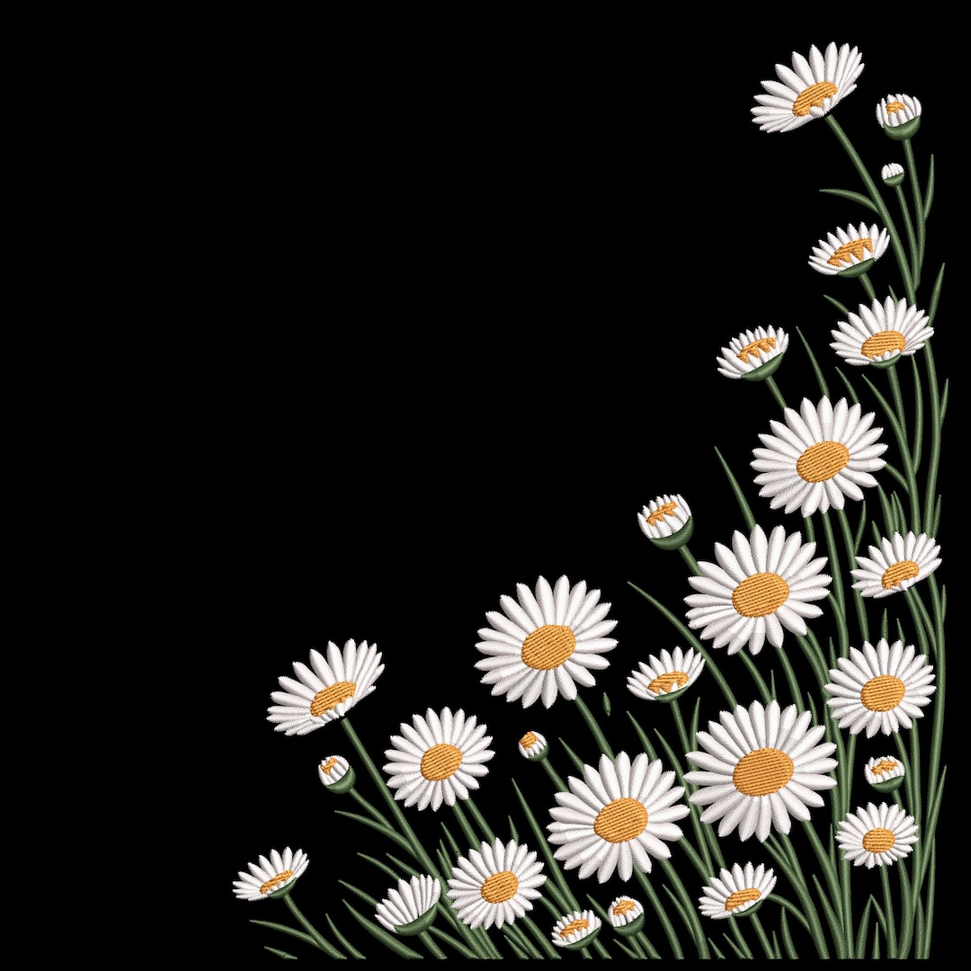 Corner Daisy Flower Machine Embroidery Design – Floral Border Stitch ...