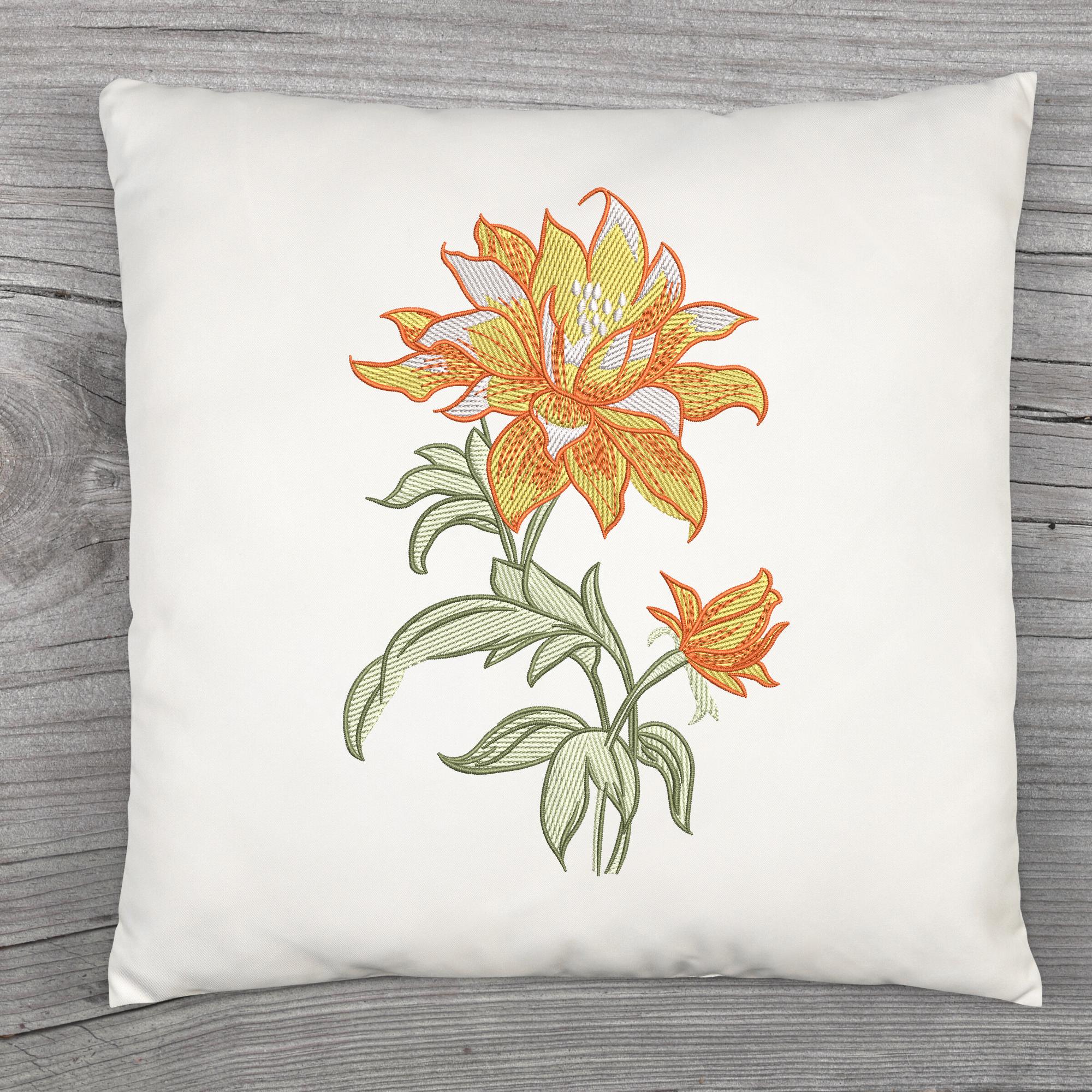 Yellow Orange Flower Embroidery Design: Elegant Floral Machine ...