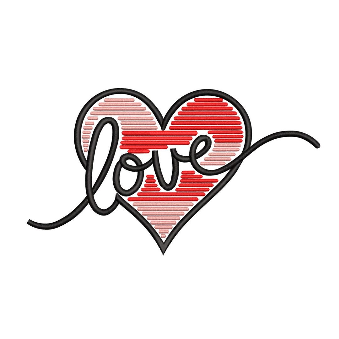 Love Heart Script – Simple Valentine Embroidery Design - Etsy