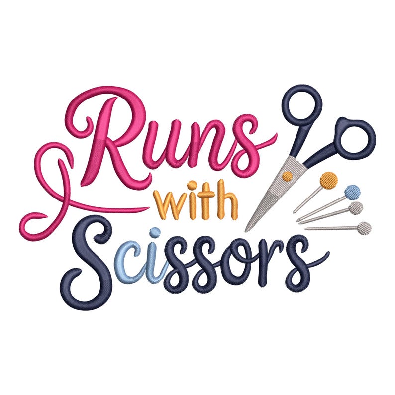 Runs With Scissors Embroidery Design: Funny Sewing Quote (digital File ...