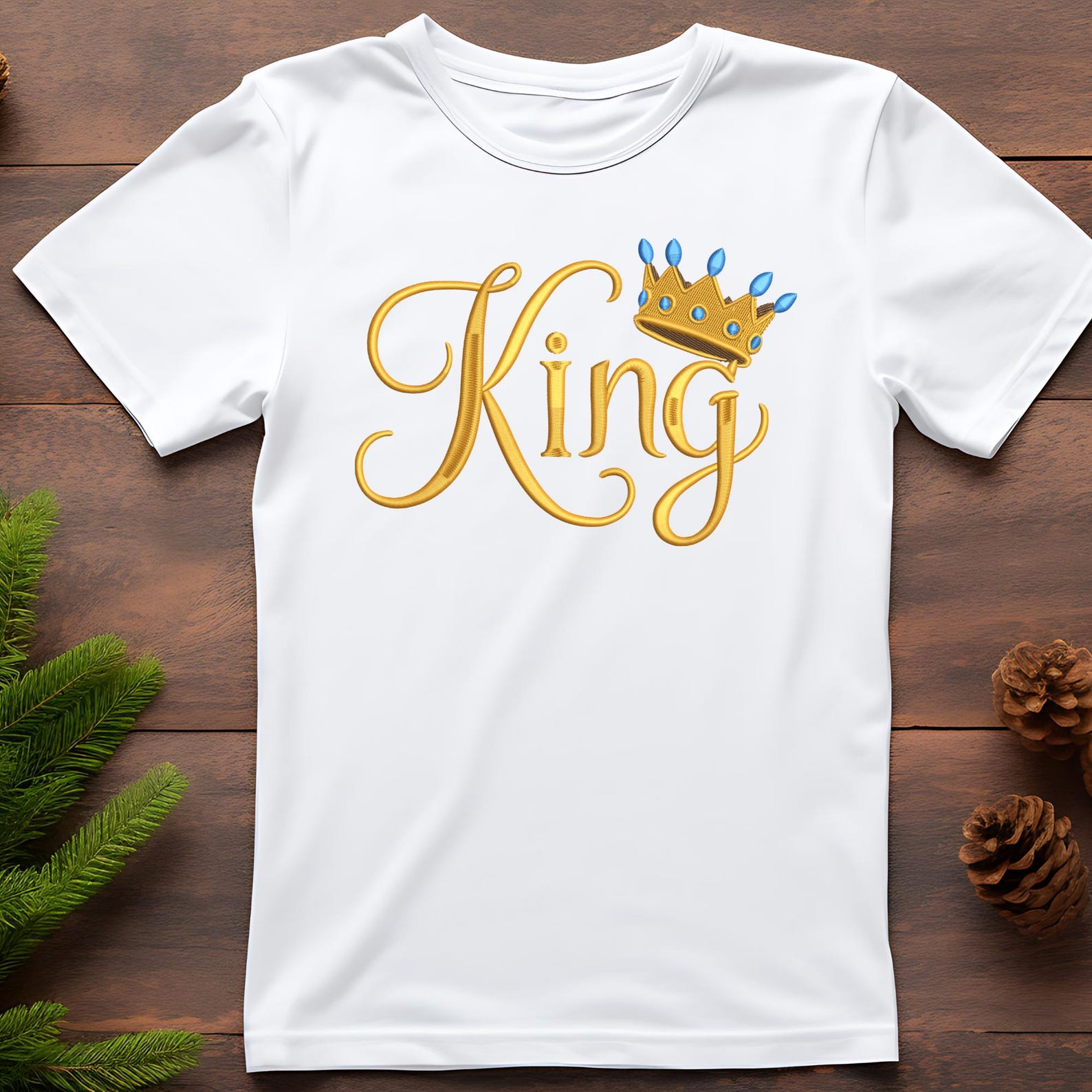 King Embroidery Design, Royal Crown Script Machine Embroidery File ...