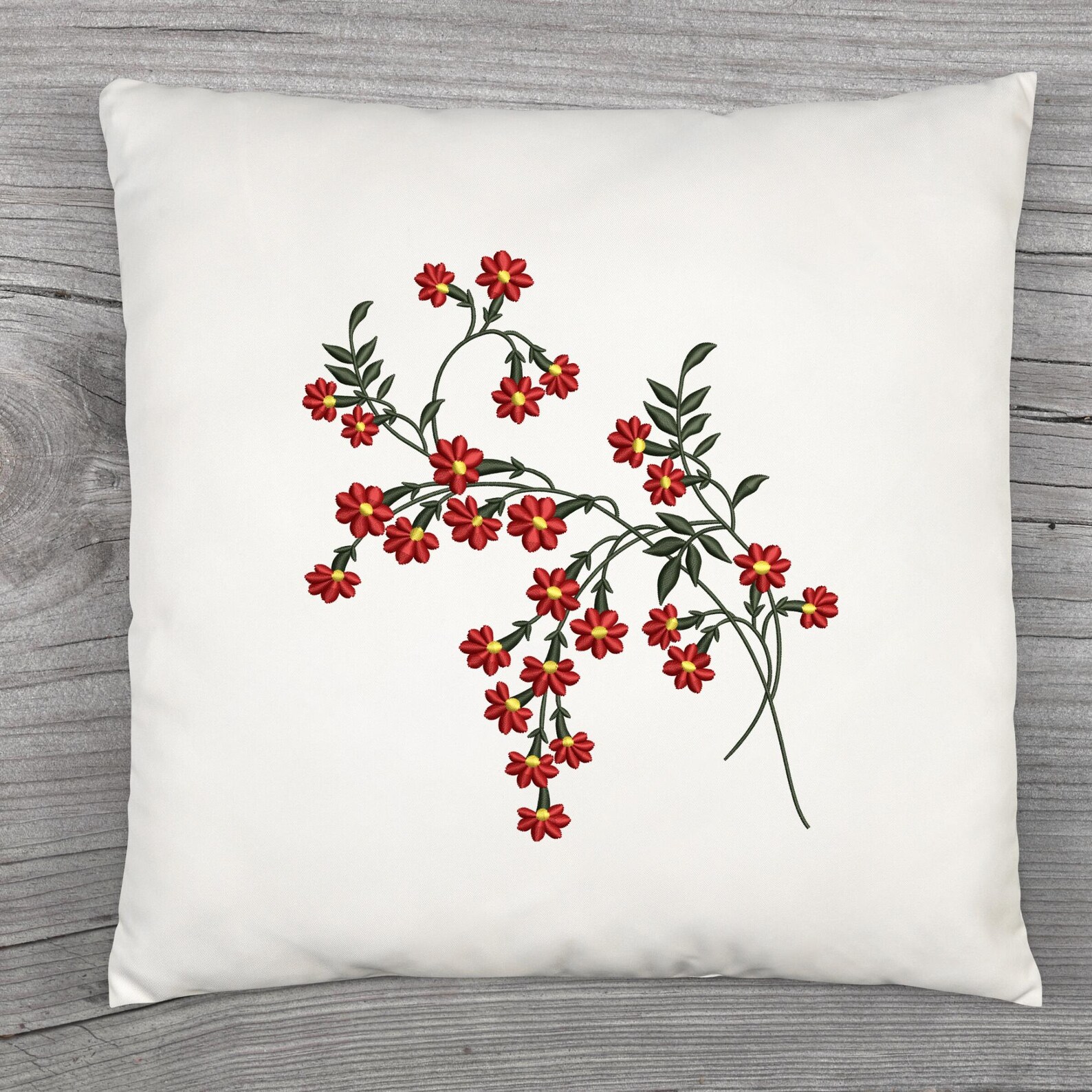 Red Vine Flower Embroidery Design: Cascading Floral Machine File - Etsy
