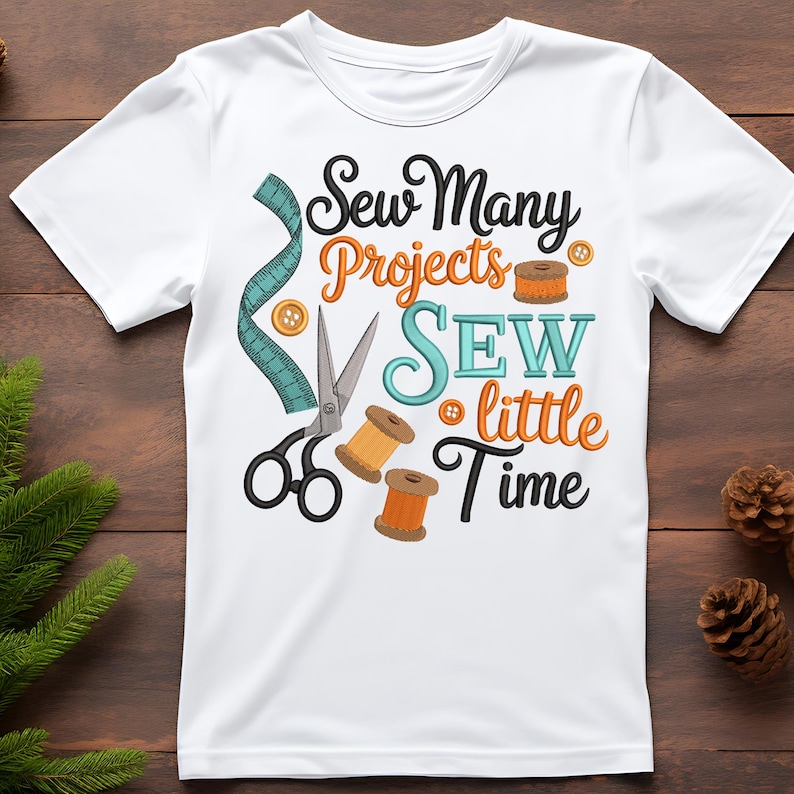 Sew Many Projects Time – Sewing Quote Embroidery Design - Etsy
