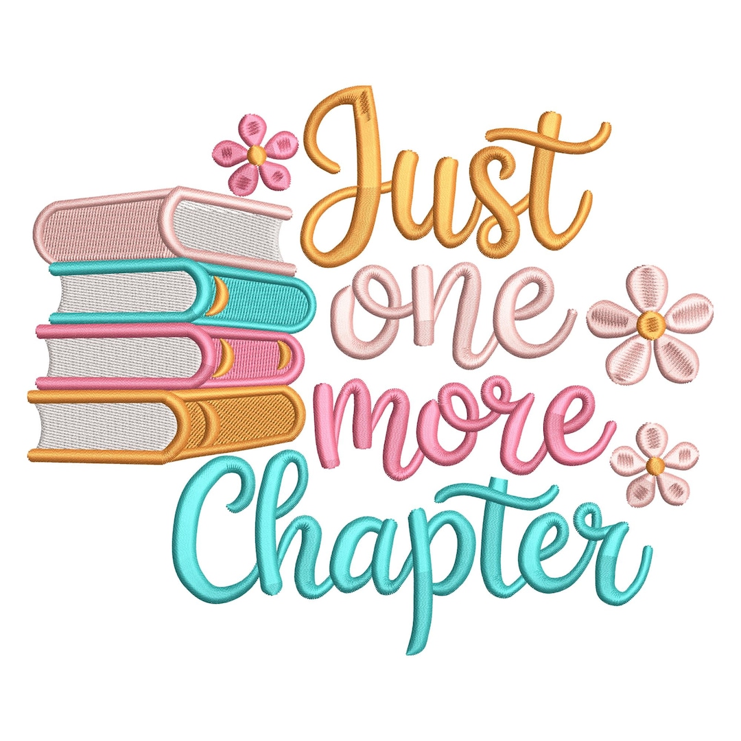 Just One More Chapter Embroidery Design: Floral Book Stack (digital ...