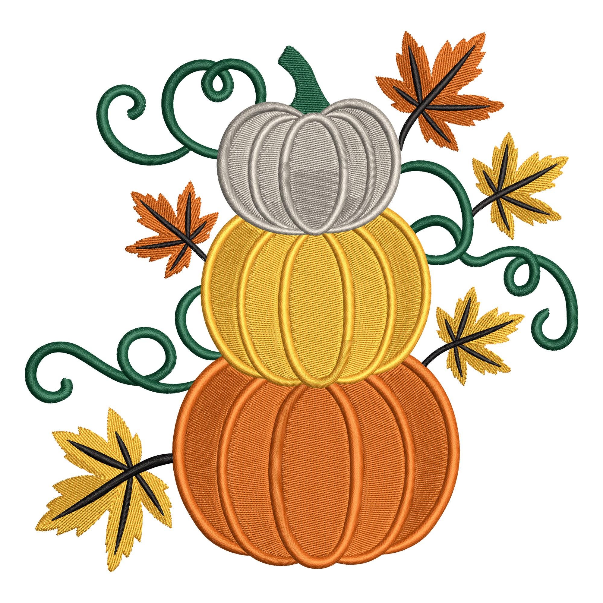 Stacked Pumpkins Embroidery – Fall Leaves Autumn Decor Design - Etsy
