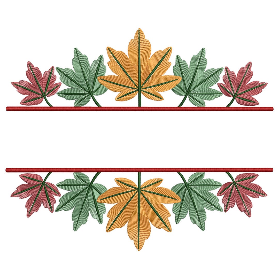 Autumn Maple Leaf Border Embroidery Design – Fall Leaves Divider ...