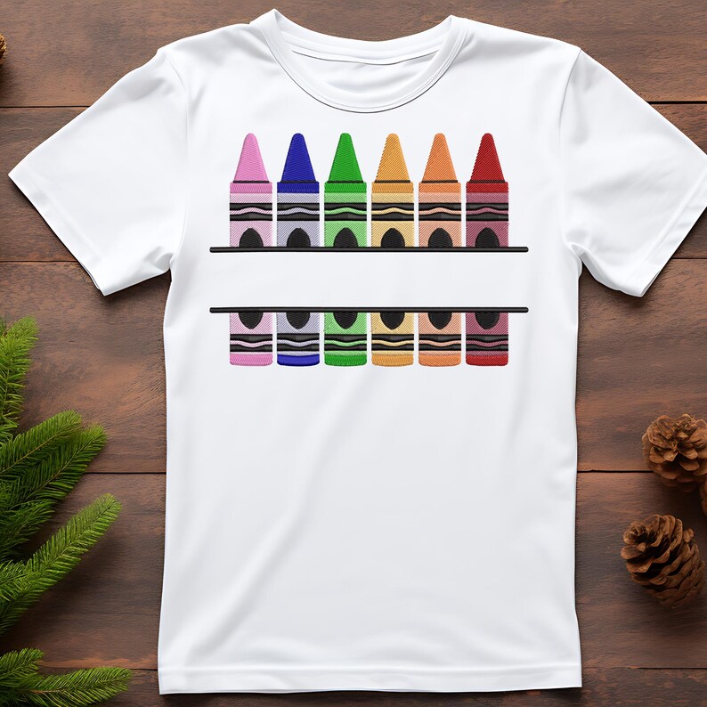 Rainbow Crayon Name Tag Embroidery Design: Back to School Machine File ...