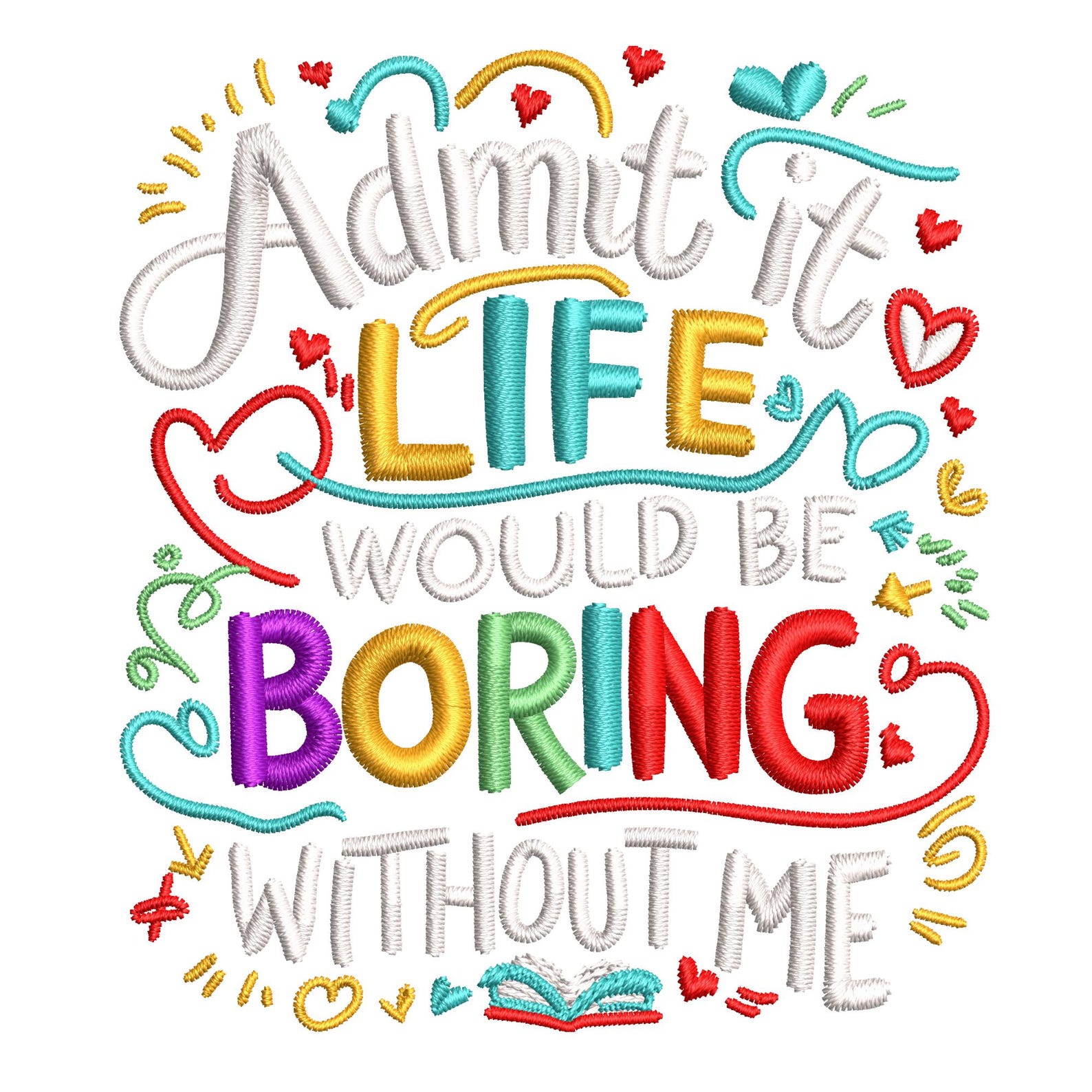 Funny Quote Embroidery Design: Colorful Doodle Machine File (digital ...