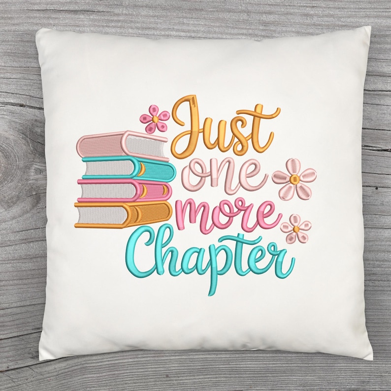 Just One More Chapter Embroidery Design: Floral Book Stack (digital ...