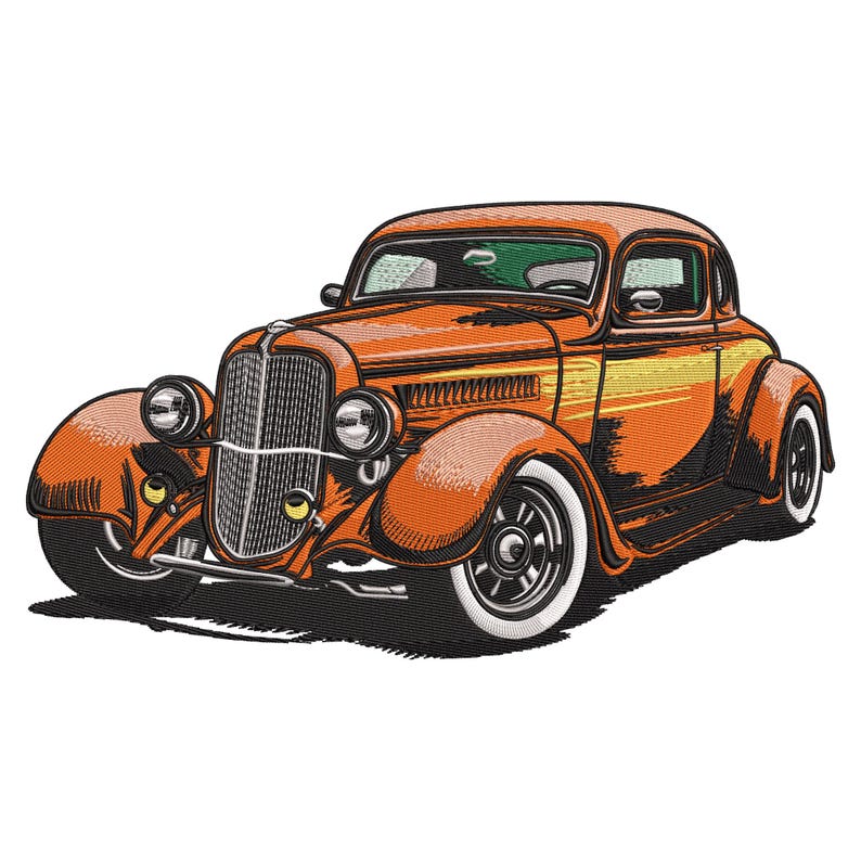 Vintage Hot Rod Car Embroidery Design: Retro Auto Machine File - Etsy