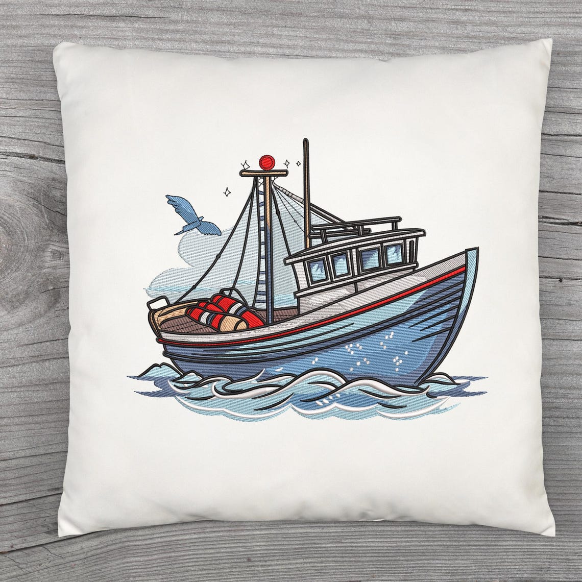 Fishing Boat Machine Embroidery Design: Nautical Ocean File - Etsy