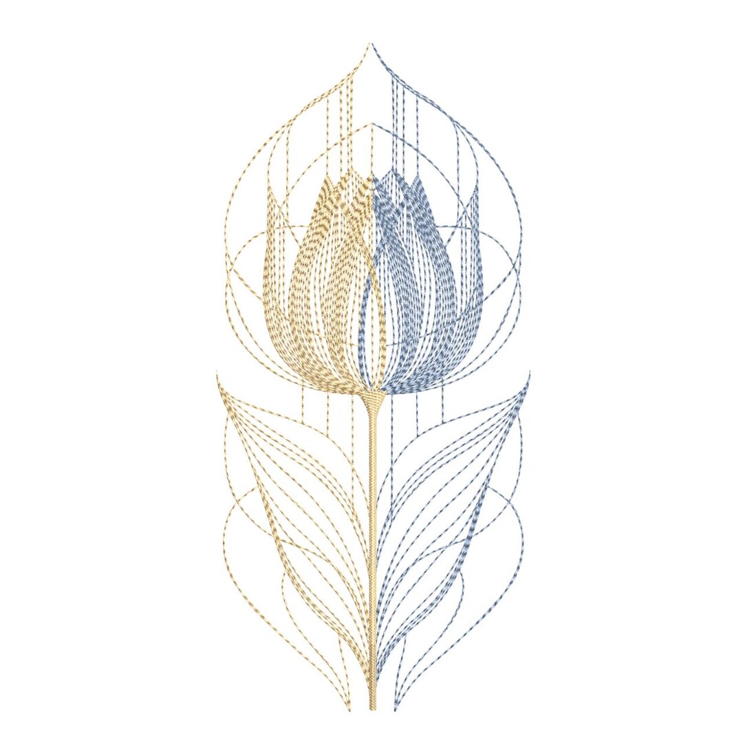 Geometric Tulip Line Art – Modern Embroidery Design - Etsy