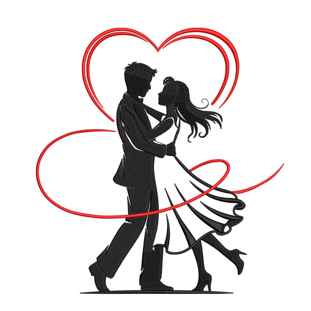 Romantic Dancing Couple – Heart Swirl Embroidery - Etsy