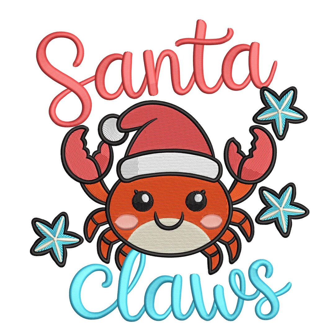 Santa Claws Crab Christmas Embroidery Design (PES, DST, EXP) - Etsy