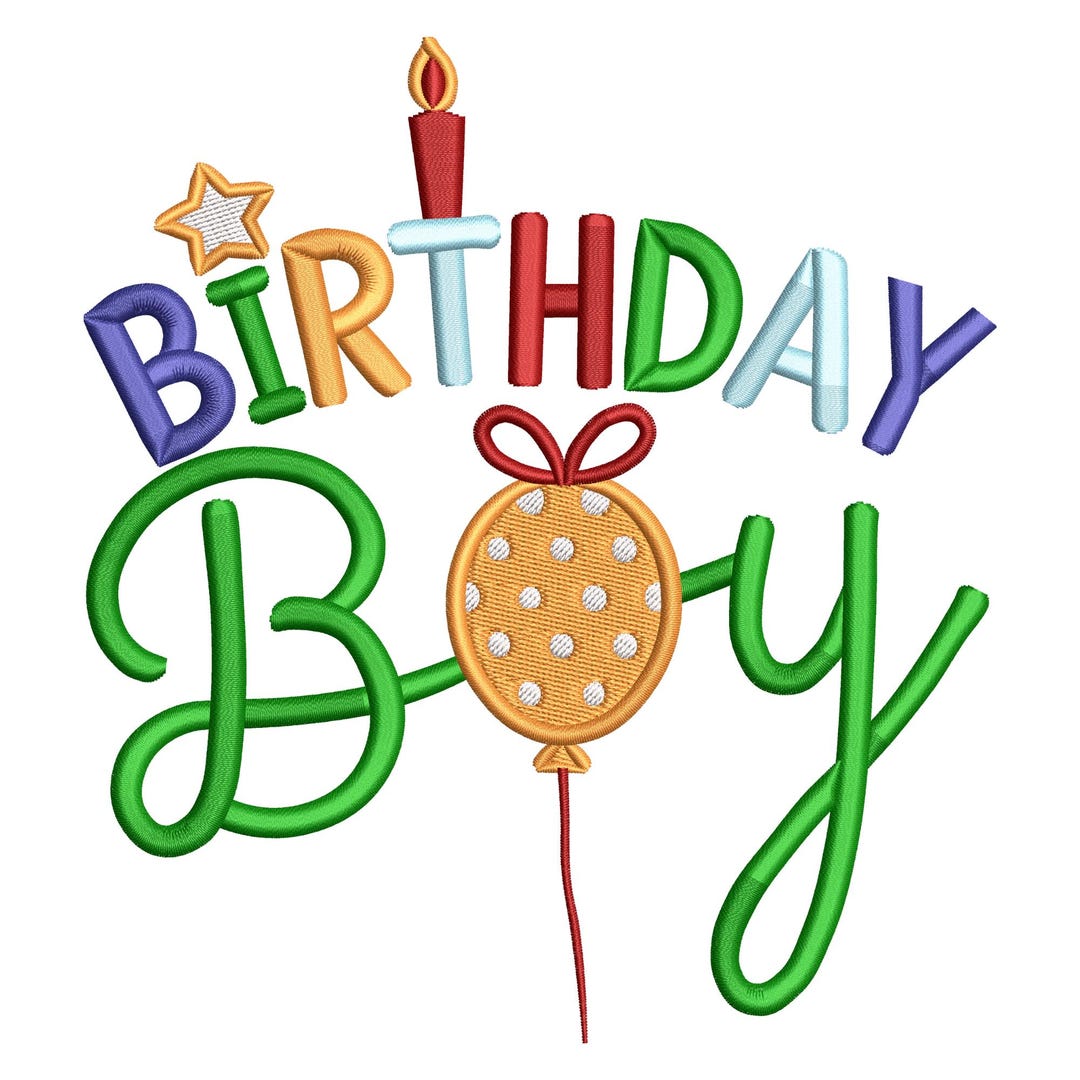 Birthday Boy Embroidery Design – Balloon and Candle (digital Download ...