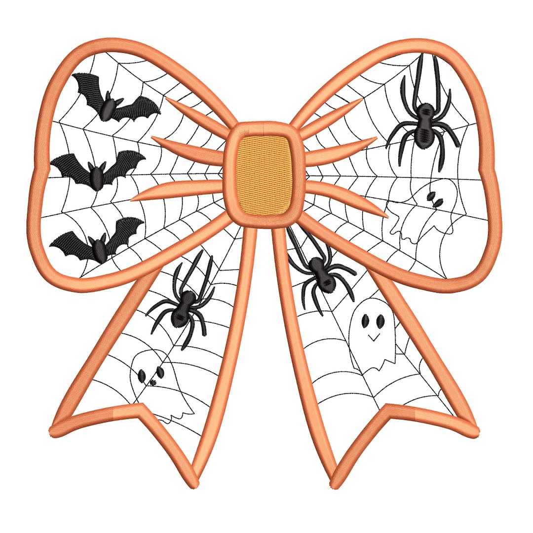 Spider Web Bow Halloween Embroidery Design – Bats, Spiders & Ghosts - Etsy