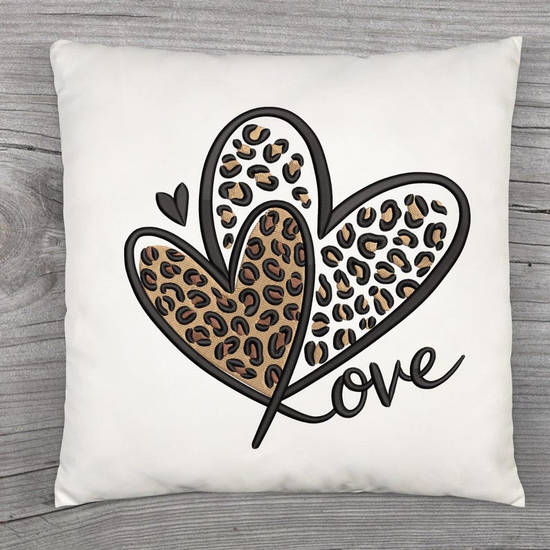 Leopard Hearts Love – Trendy Animal Print Embroidery File - Etsy