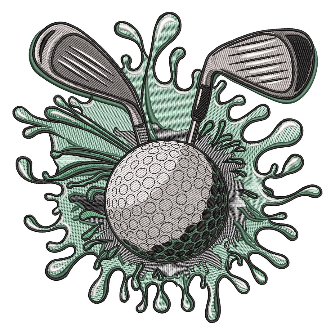 Golf Ball and Clubs Embroidery Design: Sports Splash (machine ...