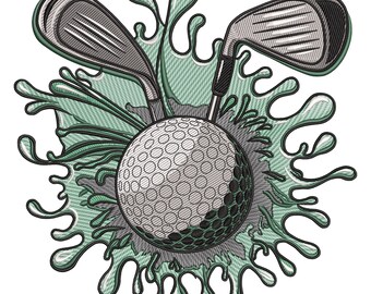 Golf Ball and Clubs Embroidery Design: Sports Splash (machine ...