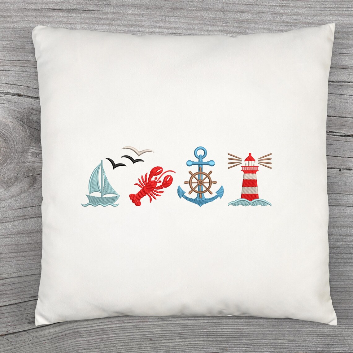 Nautical Embroidery Design Set, Sailboat Anchor Lighthouse Marine ...