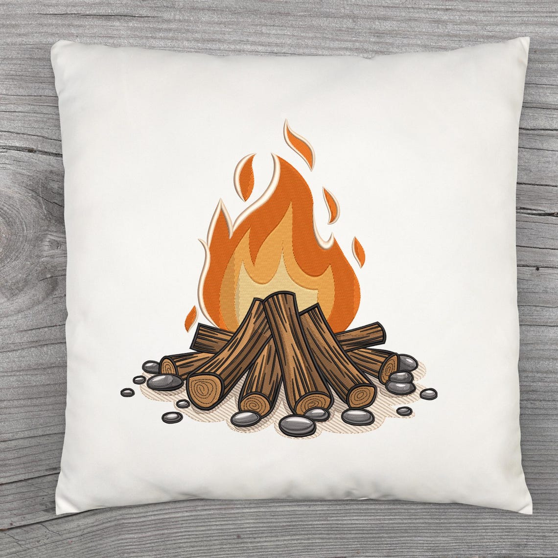 Campfire Embroidery Design: Rustic Bonfire Machine File - Etsy