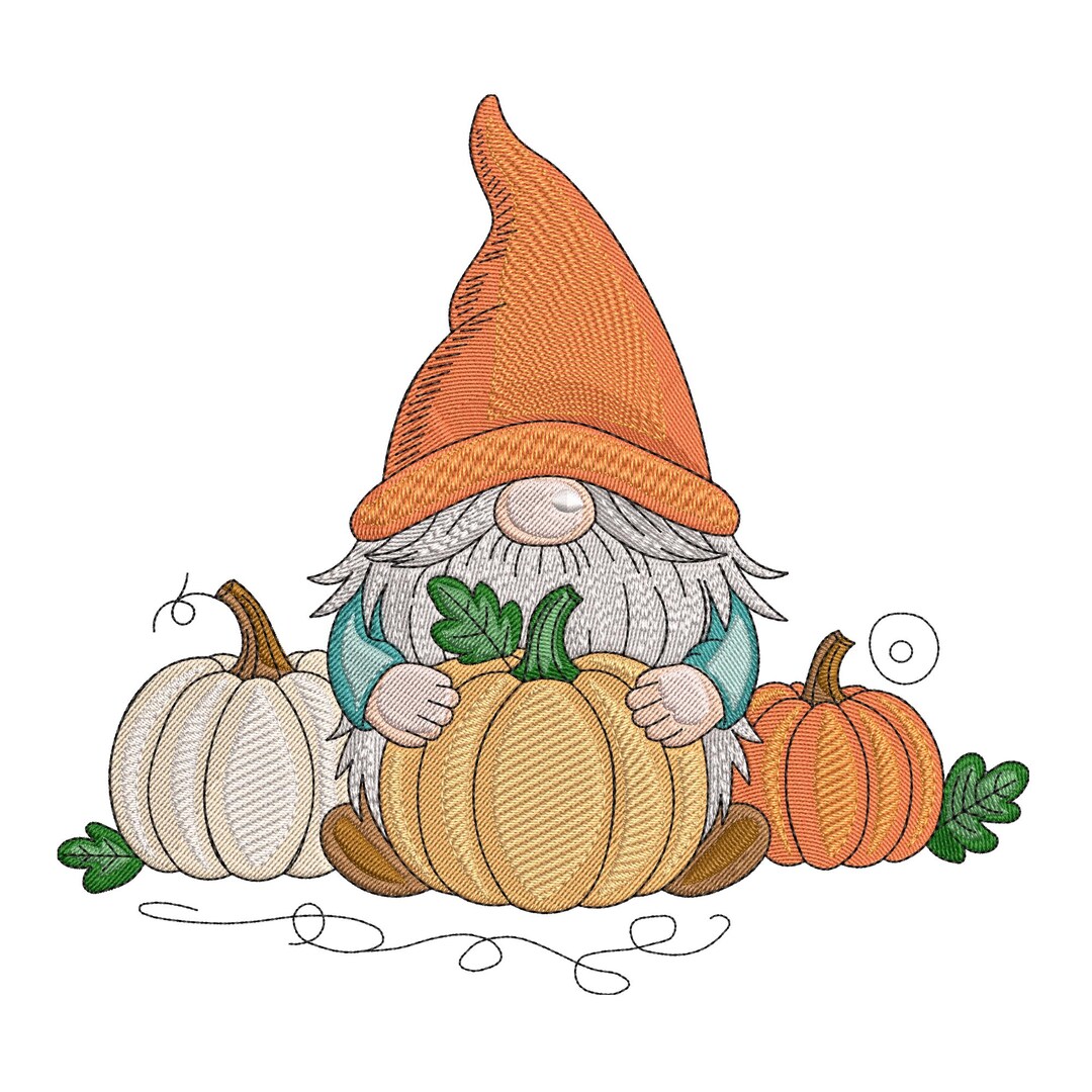 Autumn Gnome With Pumpkins – Machine Embroidery Design - Etsy