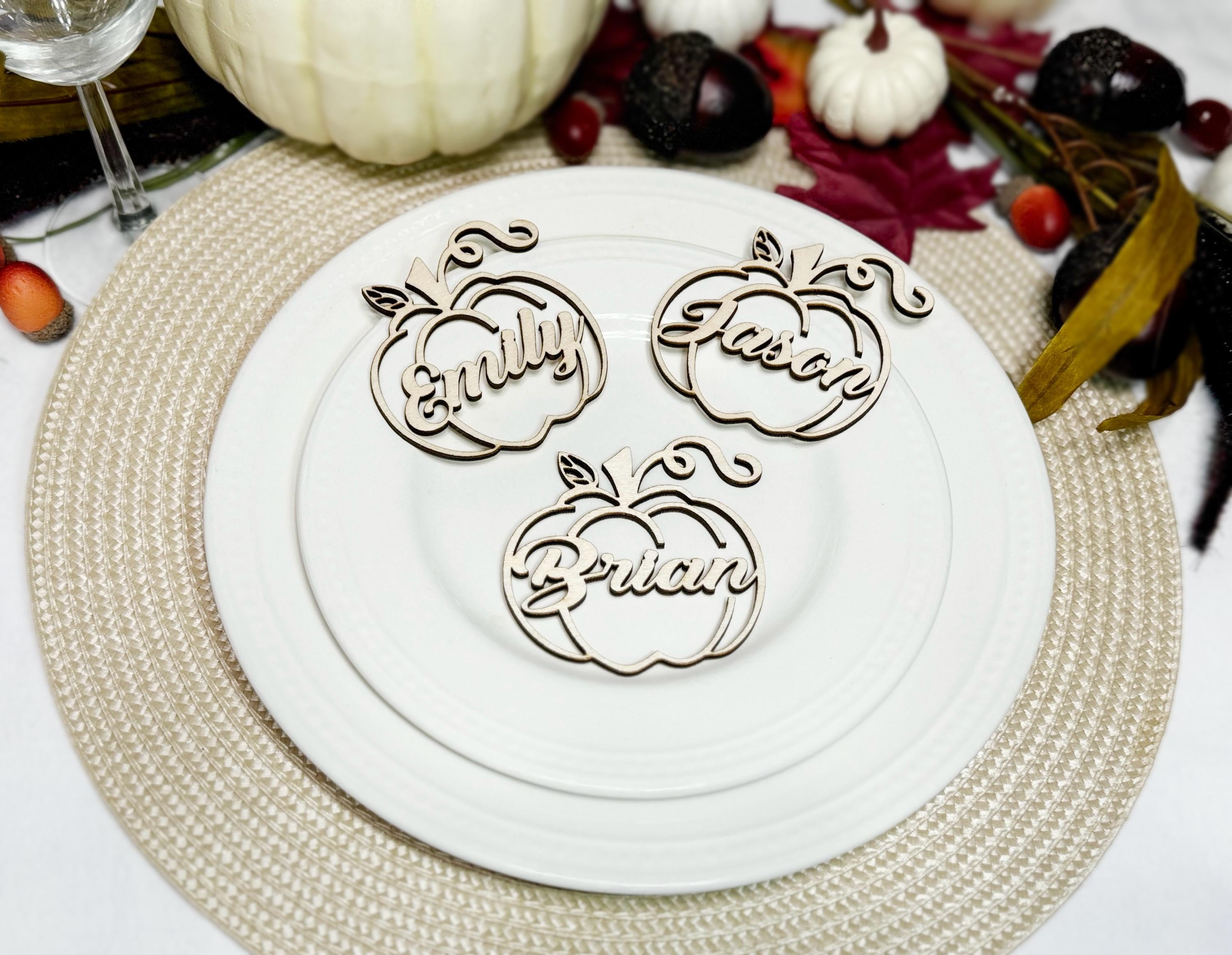 Personalized Pumpkin Name Plates/friendsgiving Place Tags/wooden ...