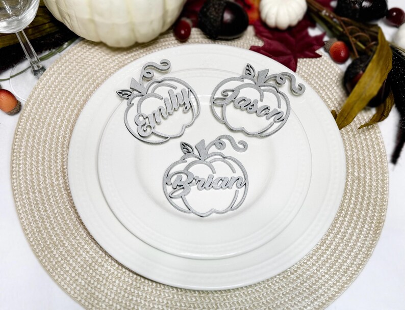 Personalized Pumpkin Name Plates/friendsgiving Place Tags/wooden ...