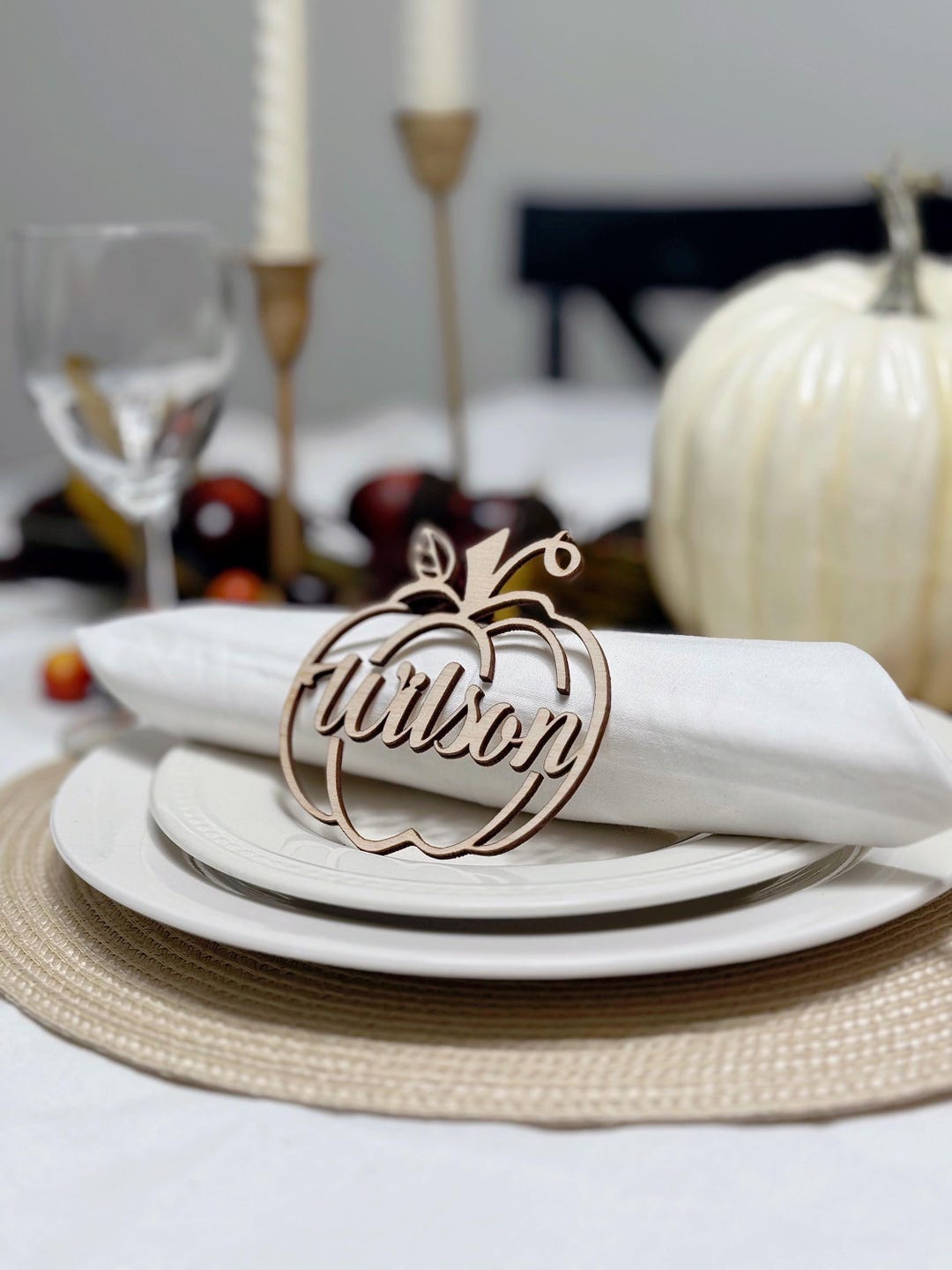 Personalized Pumpkin Name Plates/friendsgiving Place Tags/wooden ...