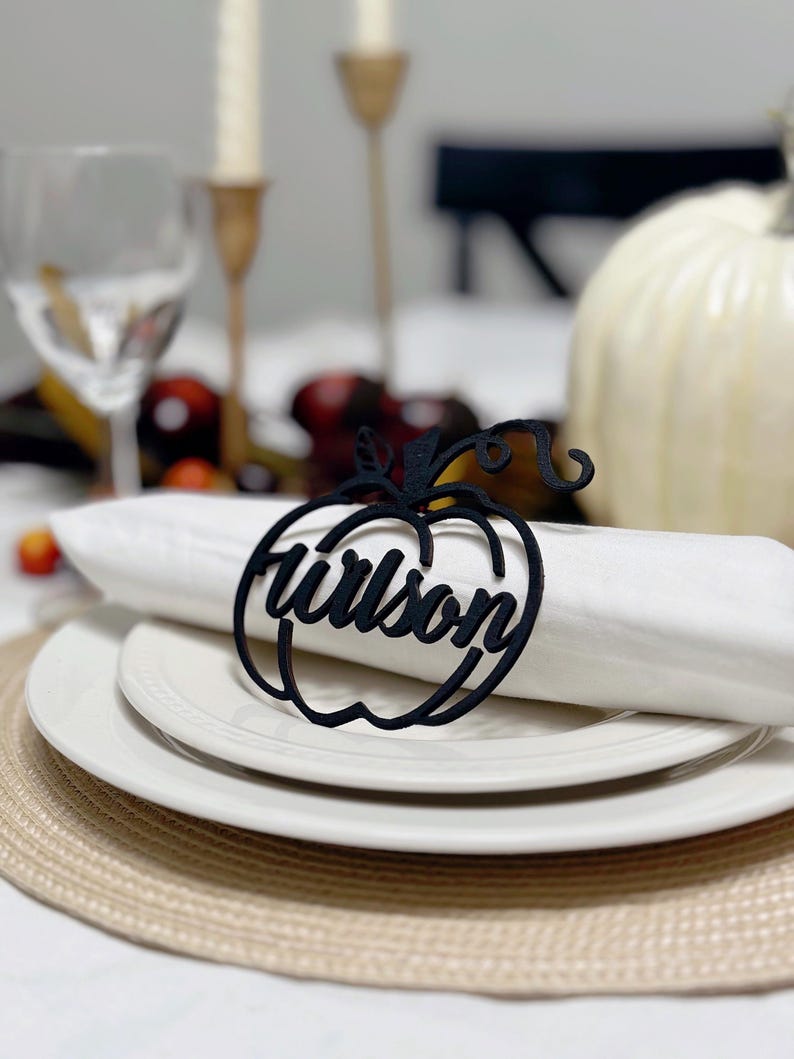 Personalized Pumpkin Name Plates/friendsgiving Place Tags/wooden ...