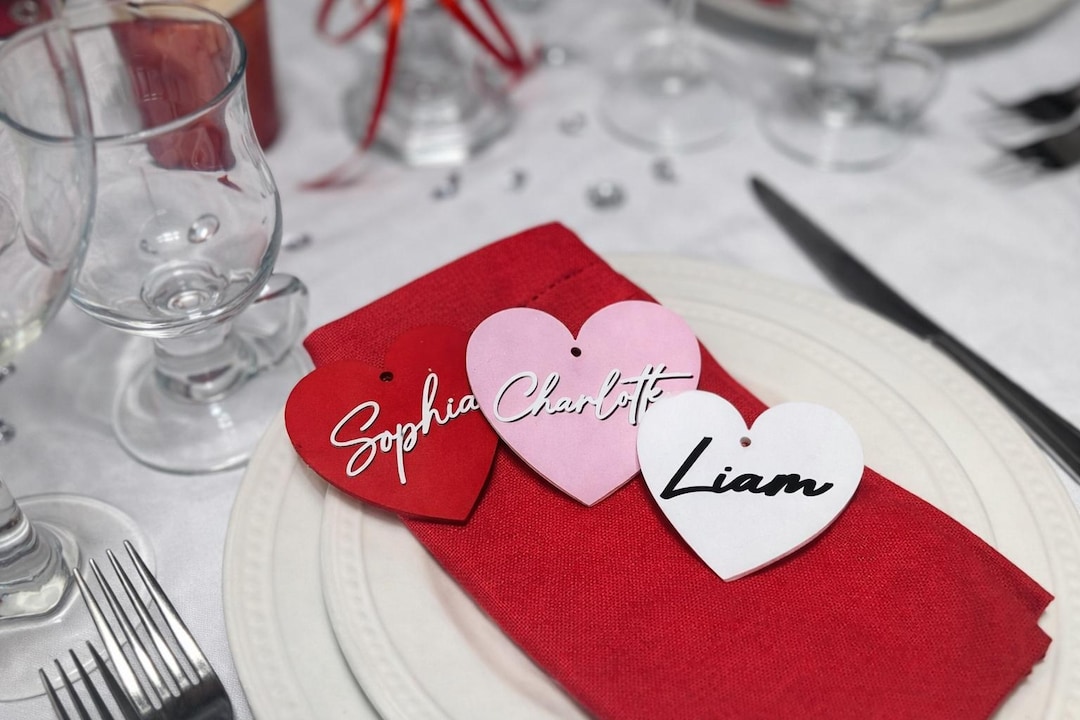 Custom Valentine Heart Name Tags/ Valentine Gift Decor/ Personalized ...