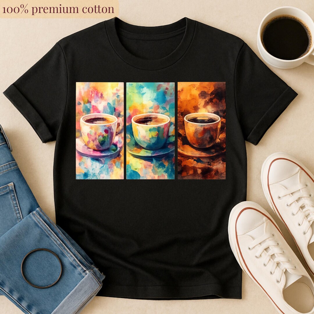 Colorfull Painterly Triptych Coffee Cups Illustration Inspired by ...