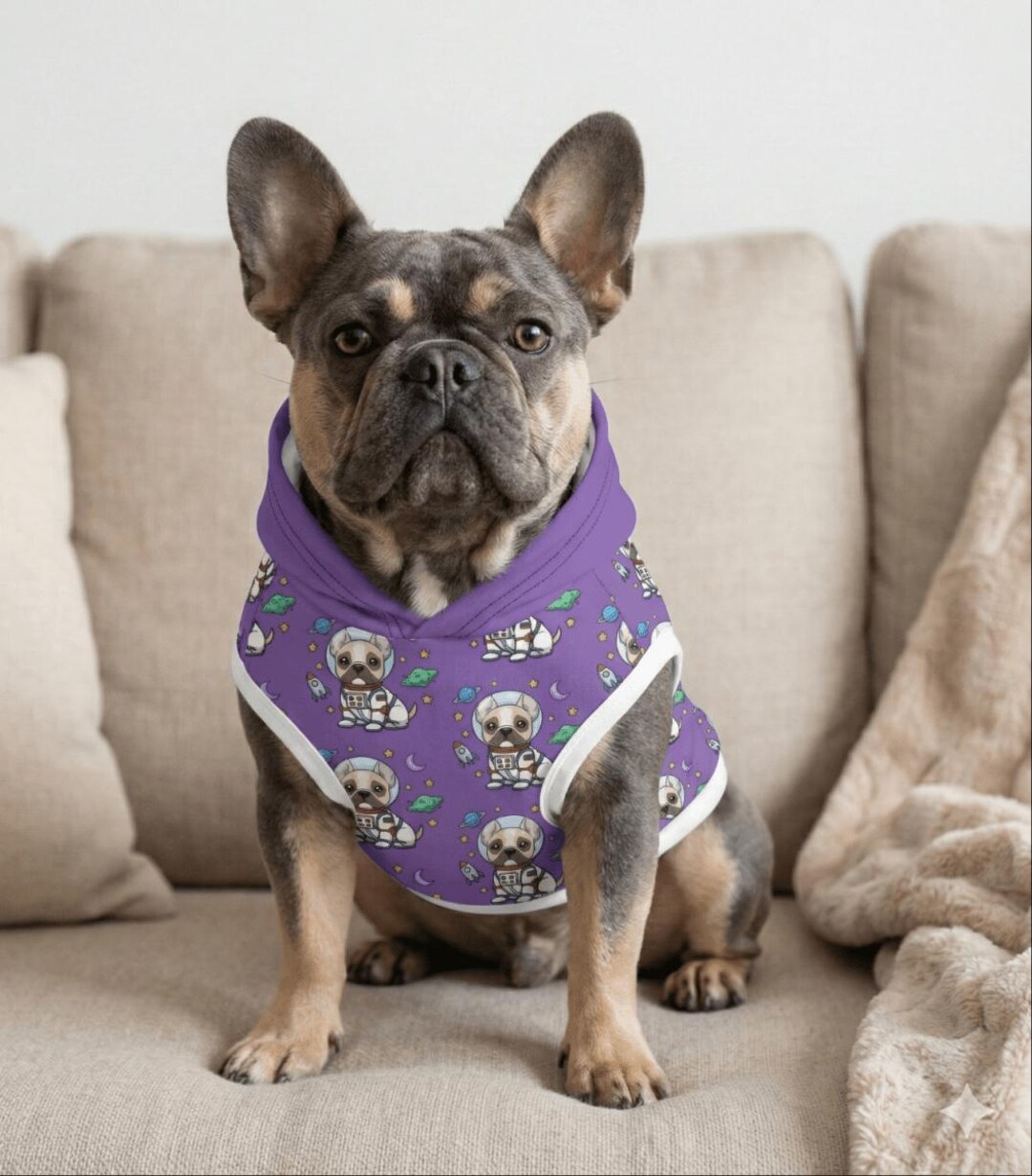 Space Pup French Bulldog Astronaut Dog Hoodie Purple Pet Clothing Gift ...