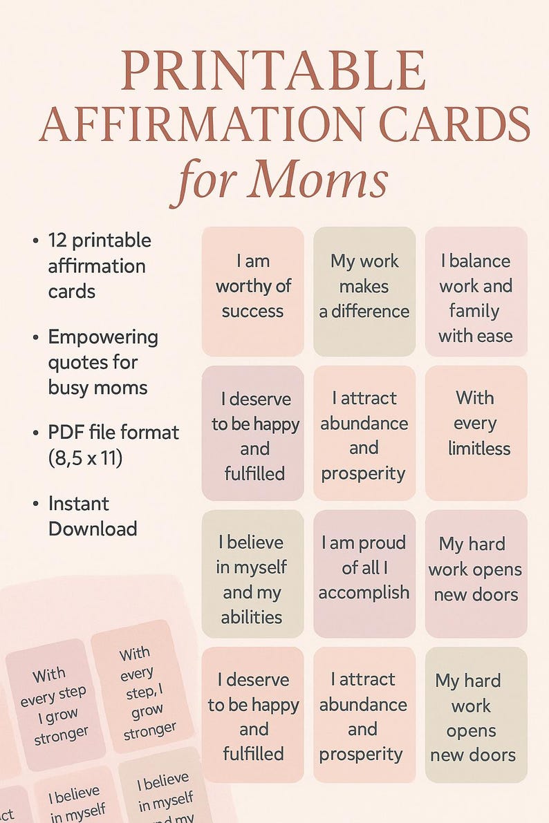 Mom Affirmation Cards Printable | Encouraging Self-care Quotes for ...