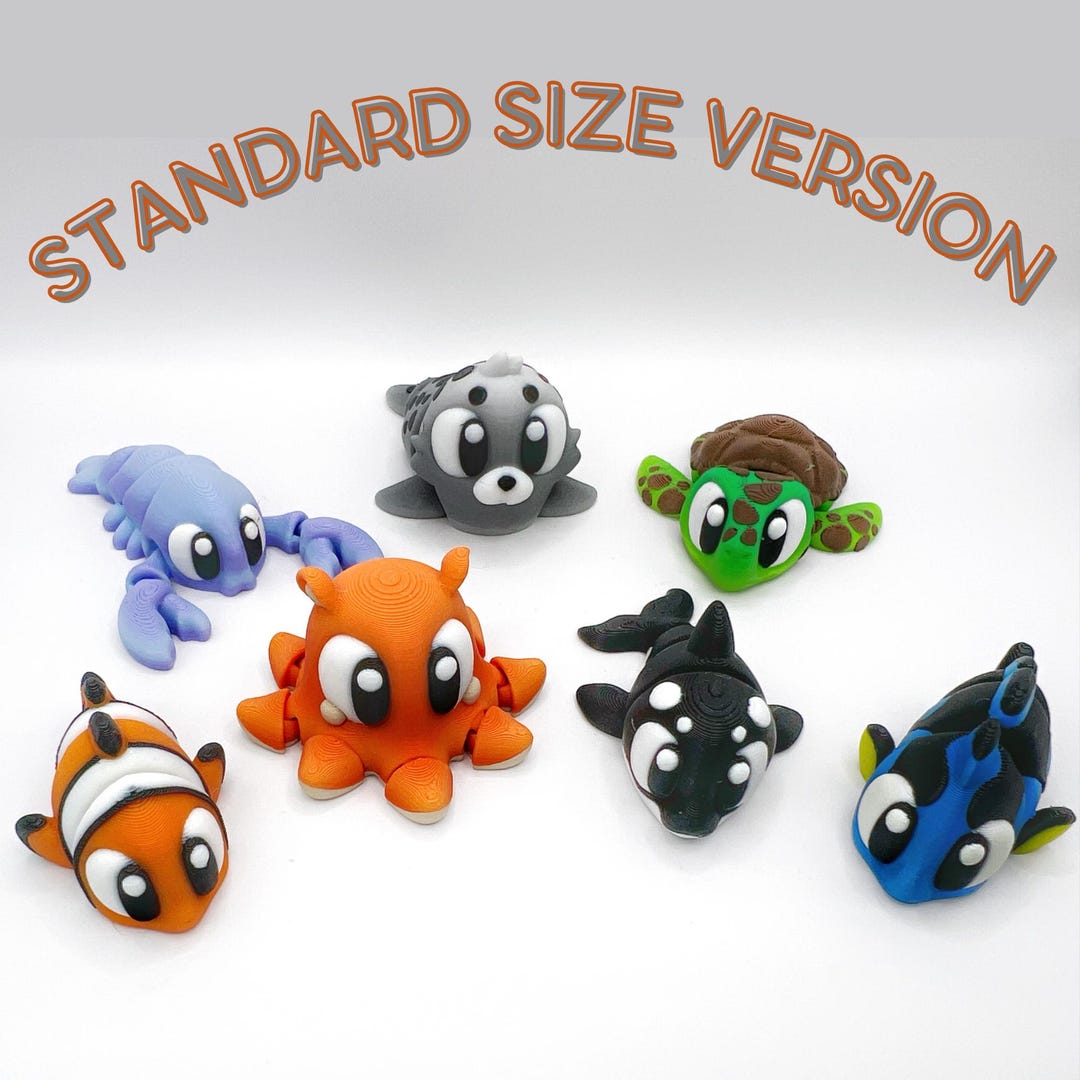 3D Printed Ocean Animal Fidget Set | Articulated Marine Animals | Ocean Animal Bundle | 3D ...