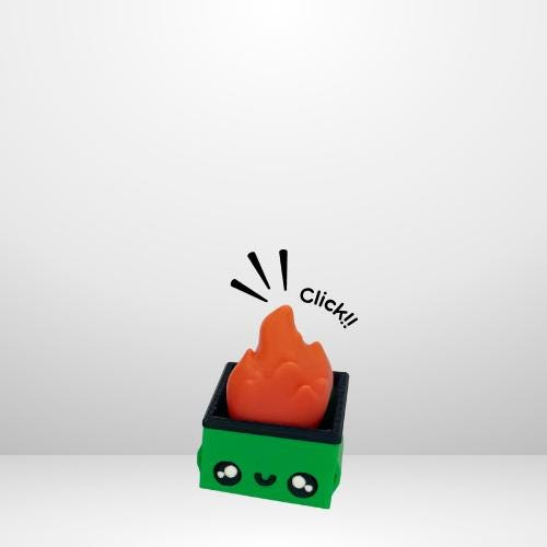 3D Printed Dumpster Fire Clicker: Funny Desk Fidget - Stress Relief Gag ...