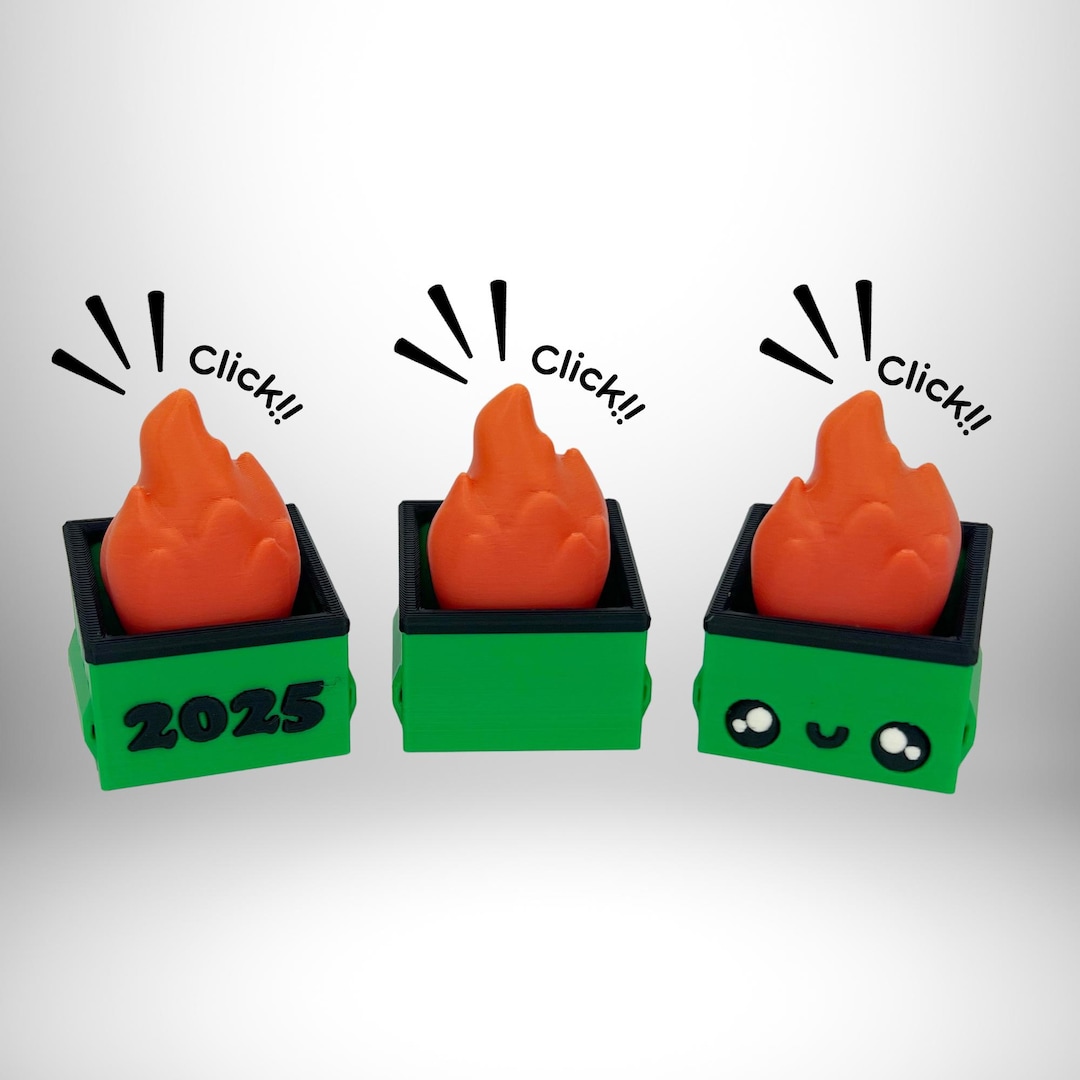 3D Printed Dumpster Fire Clicker: Funny Desk Fidget - Stress Relief Gag ...