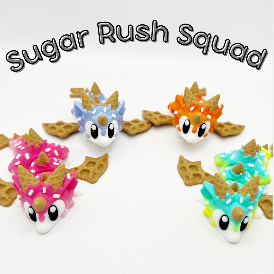 Ice Cream Dragon Fidget Bundle | Waffle Dragon Set | Desk Pet | 3D ...