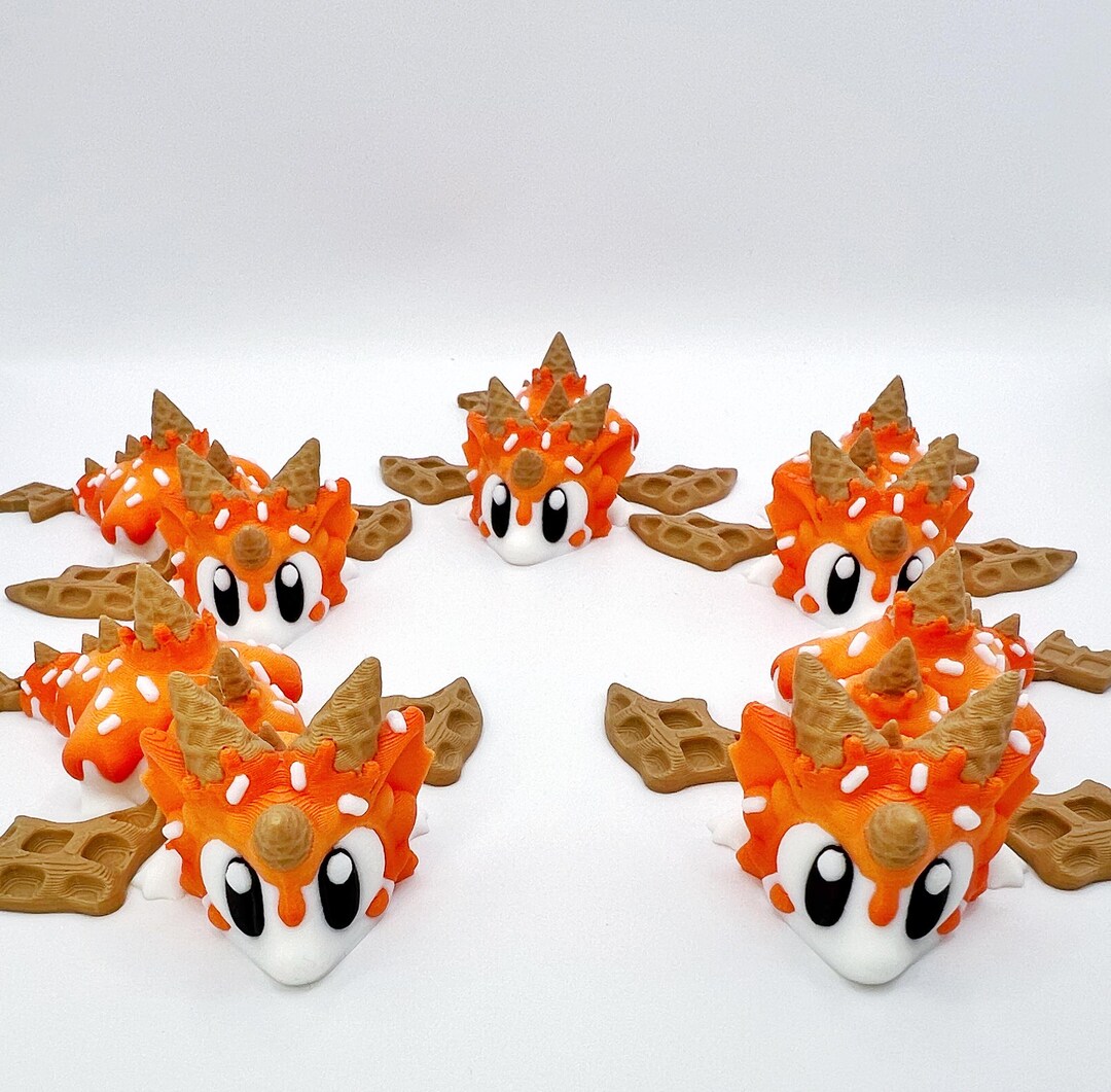 3D Printed Orange Sugar Ice Cream Dragon | Sugar Rush Dragon Flexi ...