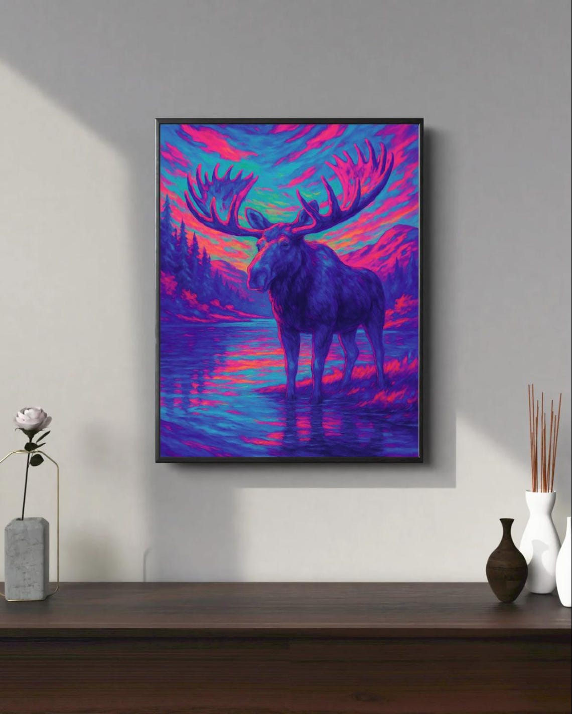 Psychedelic Wilderness - Vibrant Moose Art Print - Colorful Nature ...
