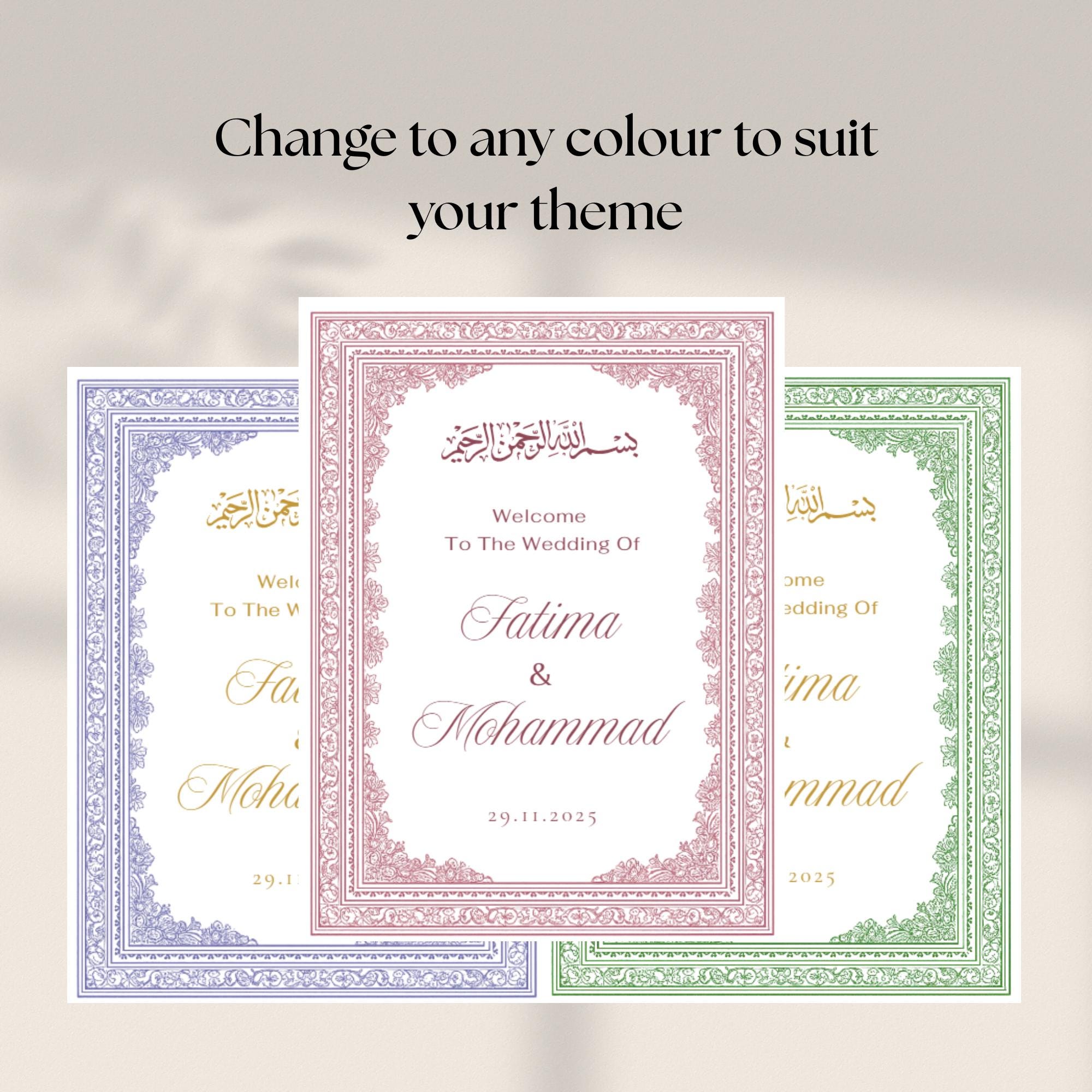 Islamic Wedding Sign, Nikkah Welcome Sign, Wedding Welcome Sign, Muslim ...