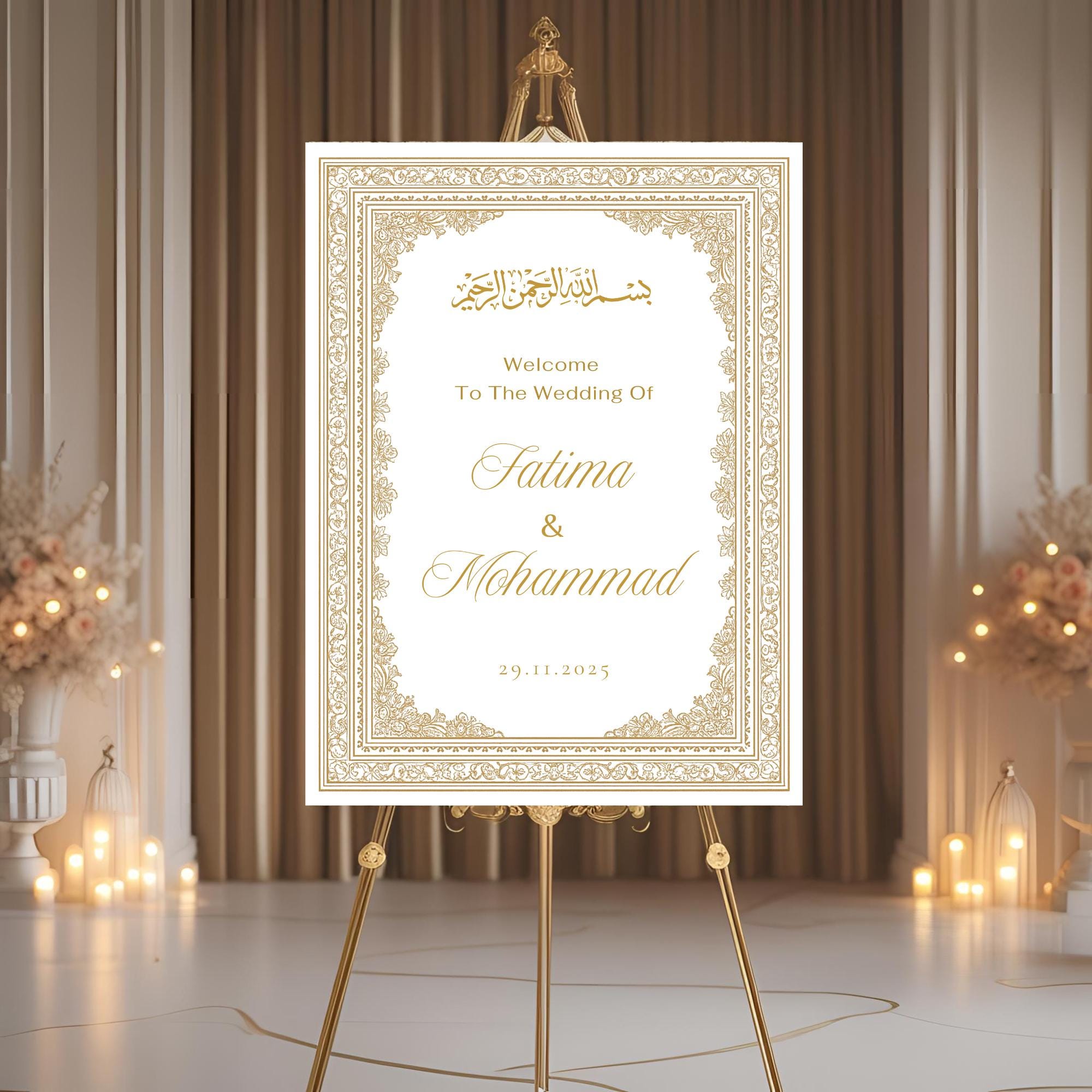 Islamic Wedding Sign, Nikkah Welcome Sign, Wedding Welcome Sign, Muslim ...